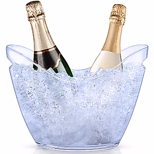 3-Pcs Ice Bucket - 4-Liter Food-Grade Clear Acrylic Champagne Bucket with Easy-to-Carry Handles, Fits 2 Wine Bottles or 5 Beer Bottles, Ideal for Parties