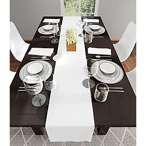 Encasa Homes Table Runner for 6 Seater Dining - White - Large 13"x72", 100% Cotton Plain Dyed Solid Colours Decorative Cloth for Party, Banquet, Restaurant & Outdoors - Machine Washable