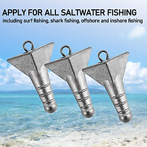 Dr.Fish 5 Pack Storm Sinker Pyramid Hatteras Surf Fishing Lead Weight Saltwater Beach Casting Sea Bottom Holder Inshore 3oz