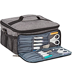 HOMEST Carrying Case for Cricut Joy and Cricut Easy Press Mini, Portable Tote Storage Organizer Bag with Handle for Pens and Craft Tool Set, Purple