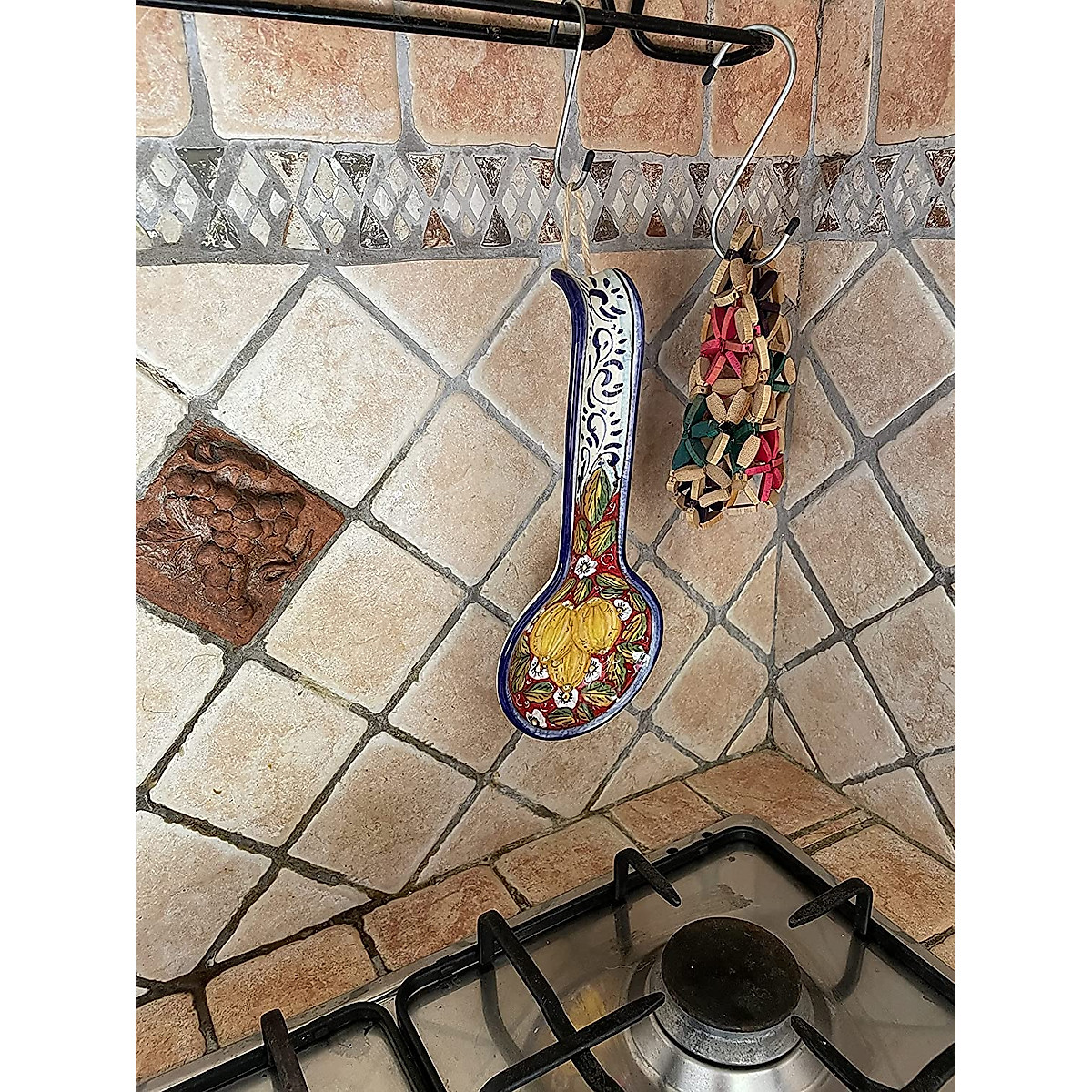 CERAMICHE D'ARTE PARRINI - Italian Ceramic Spoon Rest Holder Decorated Lemons Pottery Art Hand Painted Made in ITALY Tuscan