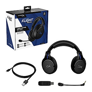 HyperX Cloud Flight – Wireless Gaming Headset for PS5 and PS4, Up to 30-hour battery, Memory foam ear cushions and premium leatherette, Noise-Cancelling Microphone with LED Mic Mute