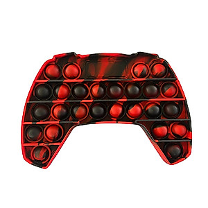 BEVEEN Game Controller Gamepad Shape Push Pop Bubble Fidget Sensory Toy,Silicone Stress Reliever Push Pop Fidget Toy, Squeeze Sensory Toy for Kids, Educational Game Toy Gift for Kids (Red / Black)