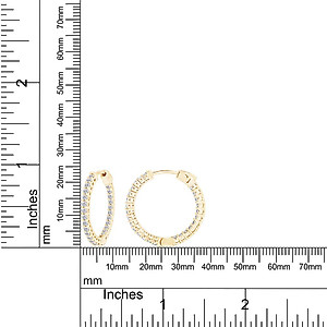 IGI Certified 1 Carat (Cttw) Round Lab Grown Diamond Inside Out Hoop Earrings In 10k Solid Yellow Gold 1 CT