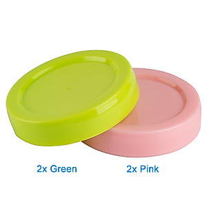 (4-PCs) Travel Bottle Caps Compatible with Como tomo Bottles, Storage Caps Lids for Comotomo Bottles - Pink Green