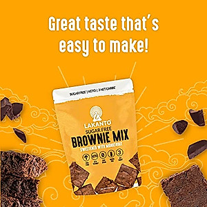 Lakanto Sugar Free Brownie Mix - Sweetened with Monk Fruit Sweetener, Keto Diet Friendly, Delicious Dutched Cocoa, High in Fiber, 3g Net Carbs, Gluten Free, Easy to Make Dessert (Pack of 1)