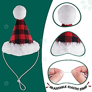 Christmas Dog Bandanas 3 Piece Dog Santa Hat Scarf Bow Tie Set Buffalo Plaid Bib Costume for Pet Christmas Outfit for Small Medium Dogs Cats