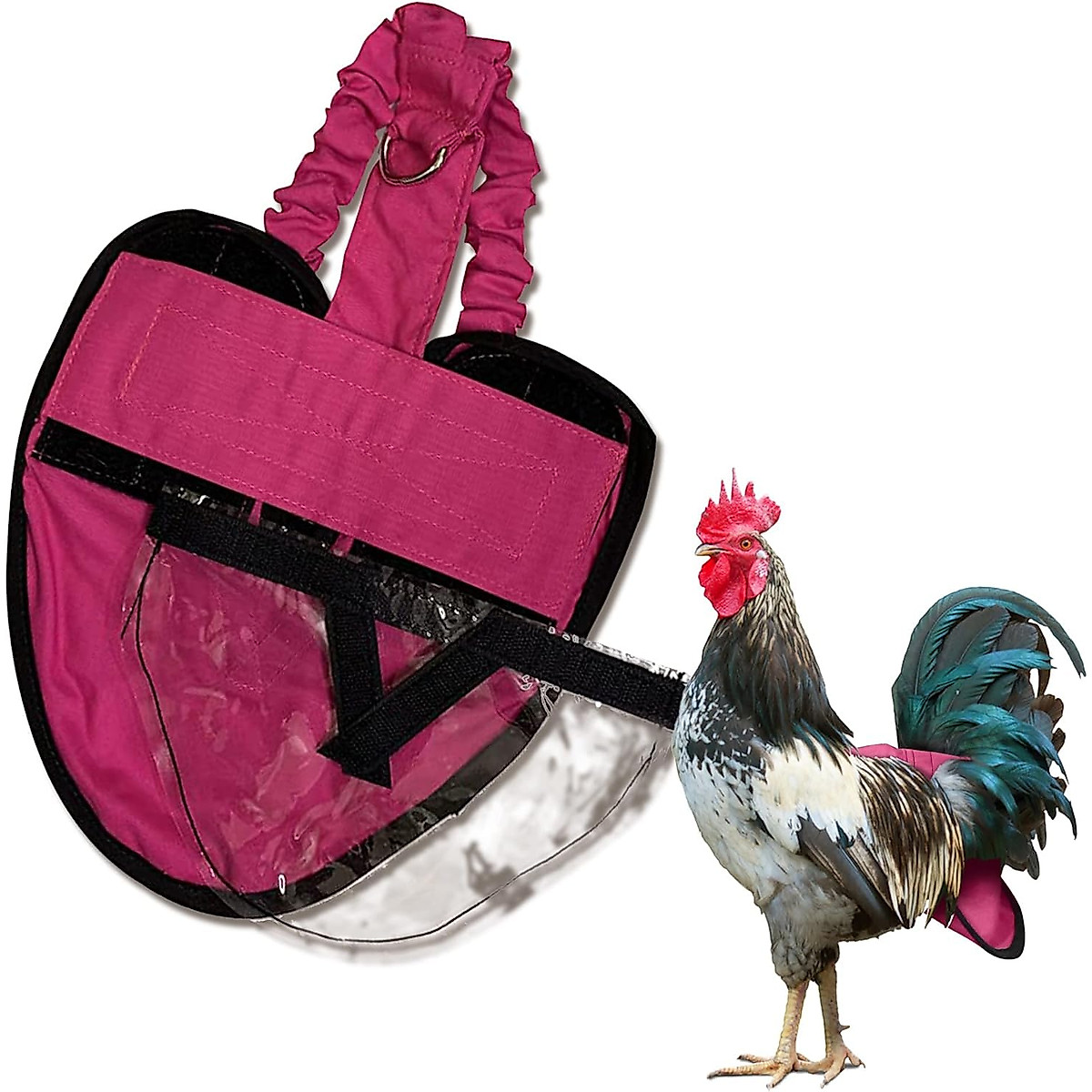 Hen Holster Wrap-Around Bird Diaper & Harness for Hens, Roosters, Ducks, Geese - with Removable Vinyl Liner, Adjustable Fit for Outdoor Adventures & Indoor Use - Easy to wear - XL, Pink
