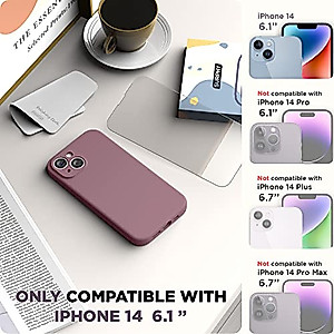 SURPHY Compatible with iPhone 14 Case with Screen Protector (Camera Protection + Soft Microfiber Lining) Liquid Silicone Phone Case 6.1 inch 2022, Lilac Purple
