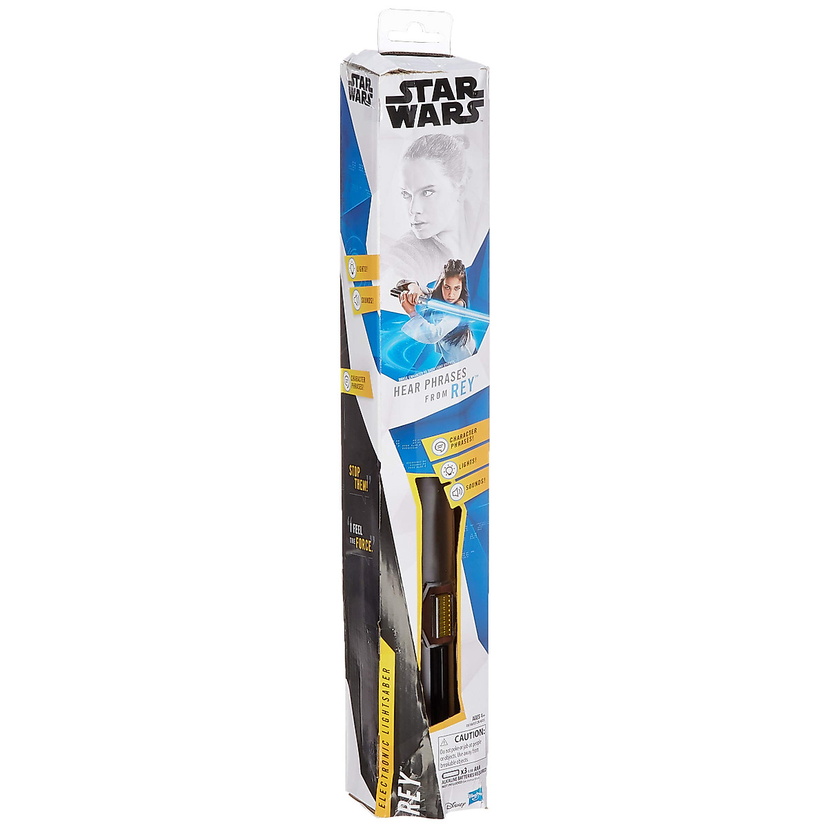 Star Wars Rey Electronic Blue Lightsaber Toy for Ages 6 & Up with Lights, Sounds, & Phrases Plus Access to Training Videos