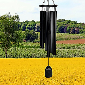 Woodstock Chimes Signature Collection, Gregorian Chimes, Alto (27'') Black, Inspirational and Memorial Wind Chimes for Outdoor, Patio, Home or Garden Décor (GABB)
