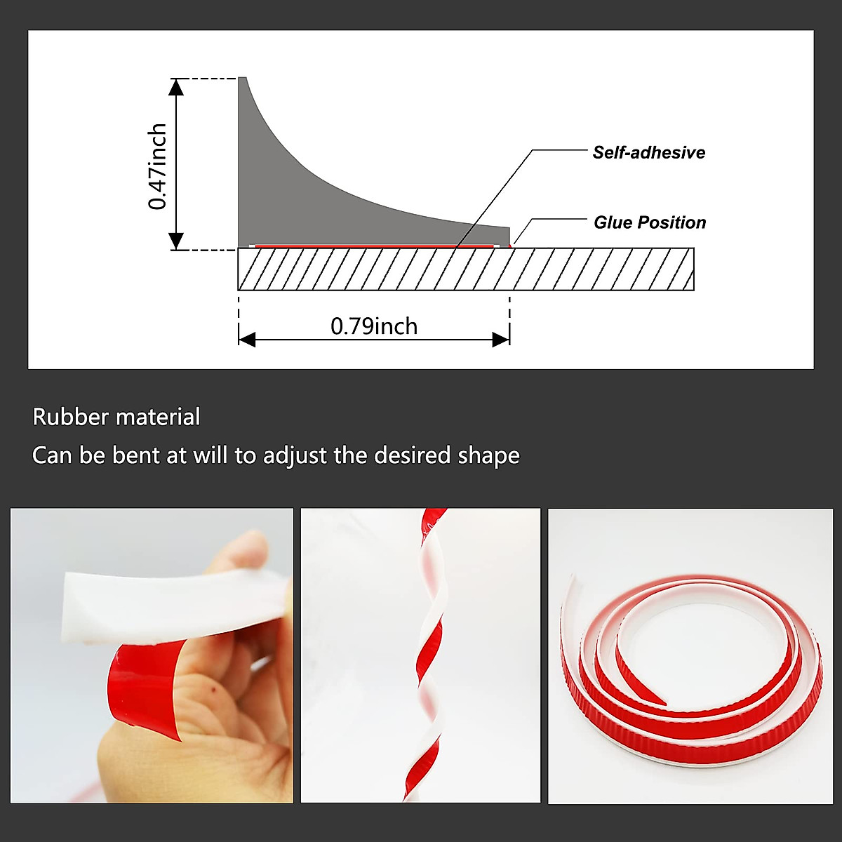 DMHMXZ 78-Inch Shower Threshold Dam Barrier, Self-Adhesive Foldable Shower Water Guard, Easy to Separate Dry and Wet (78-inch White)