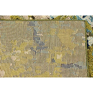 Unique Loom Jardin Collection Colorful, Vibrant, Abstract, Modern Area Rug, 5 x 8 ft, Green/Olive