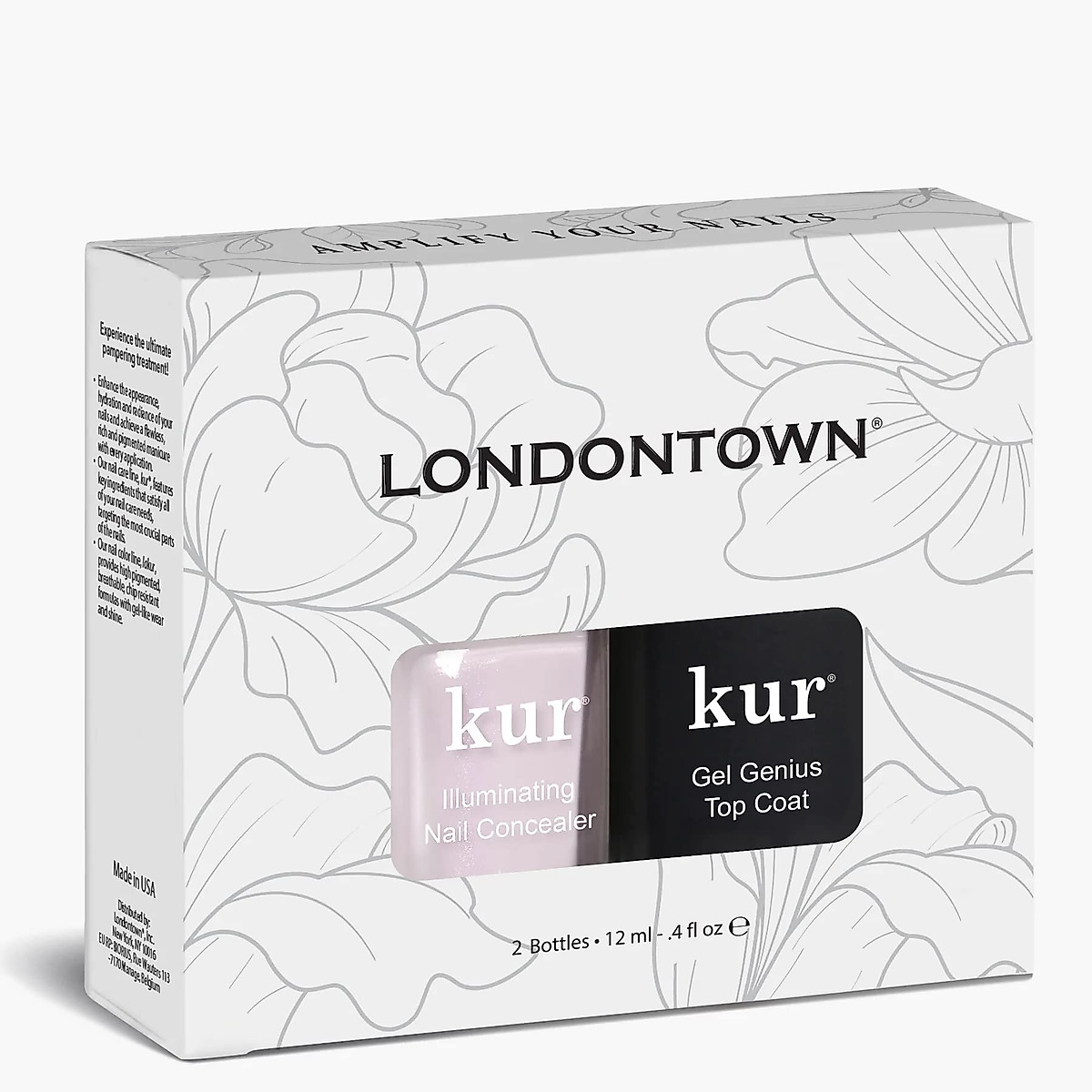 LONDONTOWN kur Pink Conceal & Go Duo Set, Includes Pink Nail Illuminating Concealer & Gel Genius Top Coat