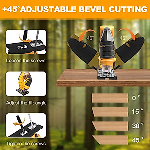 Jig saw compatible with Dewalt 20V Battery (Battery not Included) Cordless Jigsaw with LED Work Light, 0°- 45° Bevel Cuts, 3 Orbital Settings for Straight/Curve/Bevel/Circle Cutting