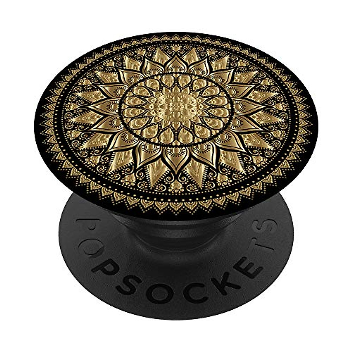 Festive Sun Mandala with Golden and Black Pattern PopSockets PopGrip: Swappable Grip for Phones & Tablets