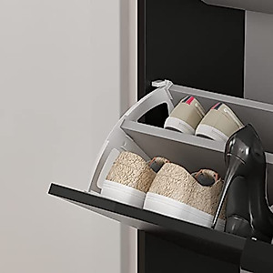 Homsee Shoe Storage Cabinet with 3 Flip Down Drawers, 3-Tier Wood Shoe Rack Organizer for Entryway, Hallway & Closet, Dark Grey & Light Gray (31.5”L x 9.4”W x 49.2”H)