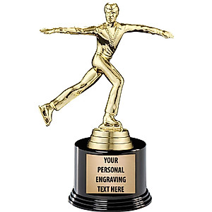 Crown Awards Ice Skating Trophies with Custom Engraving, 7.25" Personalized Male Ice Skating Trophy On Deluxe Round Base 1 Pack Prime