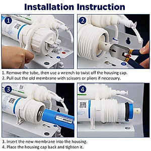 Membrane Solutions 150 GPD RO Membrane, Reverse Osmosis Membrane, RO Membrane Replacement, Reverse Osmosis Filter Replacement for Under Sink Home Drinking RO Water Purifier System (2 PACK)