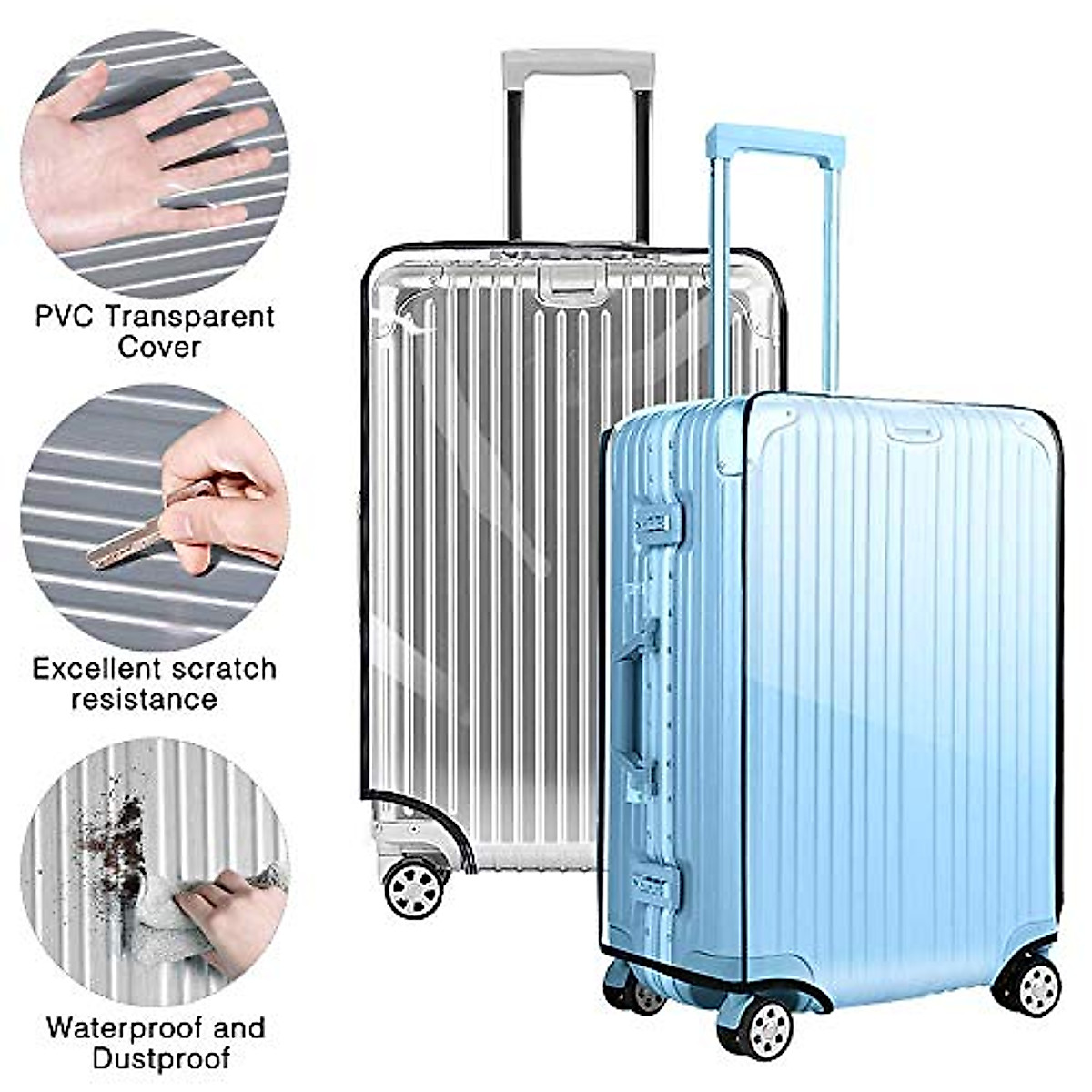 Yotako Clear PVC Suitcase Cover Protectors 30 Inch Luggage Cover Protectors for Wheeled Suitcase (30''(25.80''H x 20.50''L x 13.00''W))