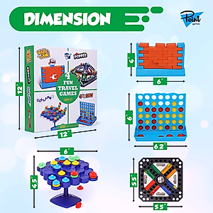 Travel Games 4-in-1 Airplane Travel Essentials, Road Trip Essentials Kids Fun Games, Easy Storage & Travel Friendly, Critical Thinking and Brain Development Skills