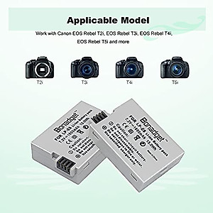 Bonadget 2Pack LP-E8 Battery Packs and LCD Dual Charger Compatible with Canon Rebel T3i T5i T2i T4i,EOS 700D 600D 550D 650D,Kiss X4 X5 X6 X6i X7i Digital Camera