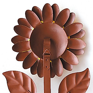 E-view Metal Sunflower Key Holder Creative Vintage Wall Mounted Key Hook - Retro Cast Hanger for Coat Hat Clothes Towel (Set of 2)