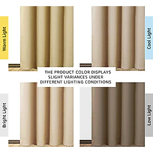 NICETOWN Living Room Completely Shaded Draperies, Privacy Protection & Noise Reducing Ring Top Drapes, Black Lined Insulated Window Treatment Curtain Panels(Biscotti Beige, 2 Pieces, W52 x L84)