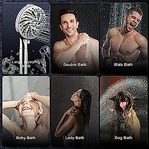 High Pressure Shower Head with Handheld - Filtered Shower Head with Pause and Jet 𝟏𝟎 Modes, Removable Powerful Pressure Hand Held Showerhead with Extra Long Hose and Detachable Filter