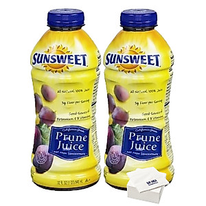 Sunsweet Prune Juice, 32 ounce (2-Pack) with Bay Area Marketplace Napkins