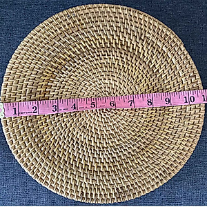 Handmade Rattan Round Woven Basket, Round Serving Tray with Handles, Food Serving Baskets, Basket, Great to Display Bread Or Fruit (10.6", 1pc)