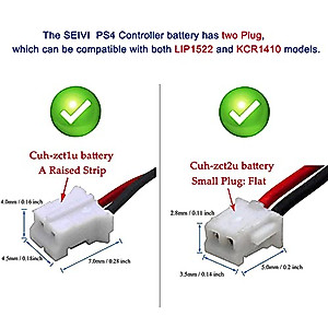 SEIVI [2 Pack 2000mAh LIP1522 Replacement Battery Compatible with Playstation 4 PS4 Dualshock 4 CUH-ZCT1E CUH-ZCT1H CUH-ZCT1U Wireless Controller (Big and Small Plug)