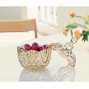 SOCOSY Royal Embossed Glass Candy Jar with Lid Jewelry Box Wedding Candy Buffet Jar Kitchen Storage Jar