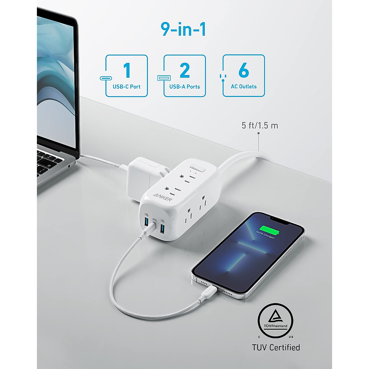 Anker Power Strip with USB C, PowerCube with 3 Outlets & 30W USB C and Anker USB C Power Strip Surge Protector(300J),6 Outlets and 20W Power Delivery