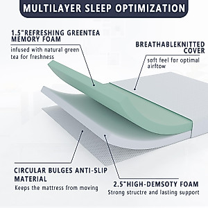 wilzealan 4 Inch Memory Foam Replacement Mattress for Sleeper Sofa and Couch Beds,Queen Size,CertiPUR-US Certified,Washable Cover(Sofa Not Included) Generic Dimensions