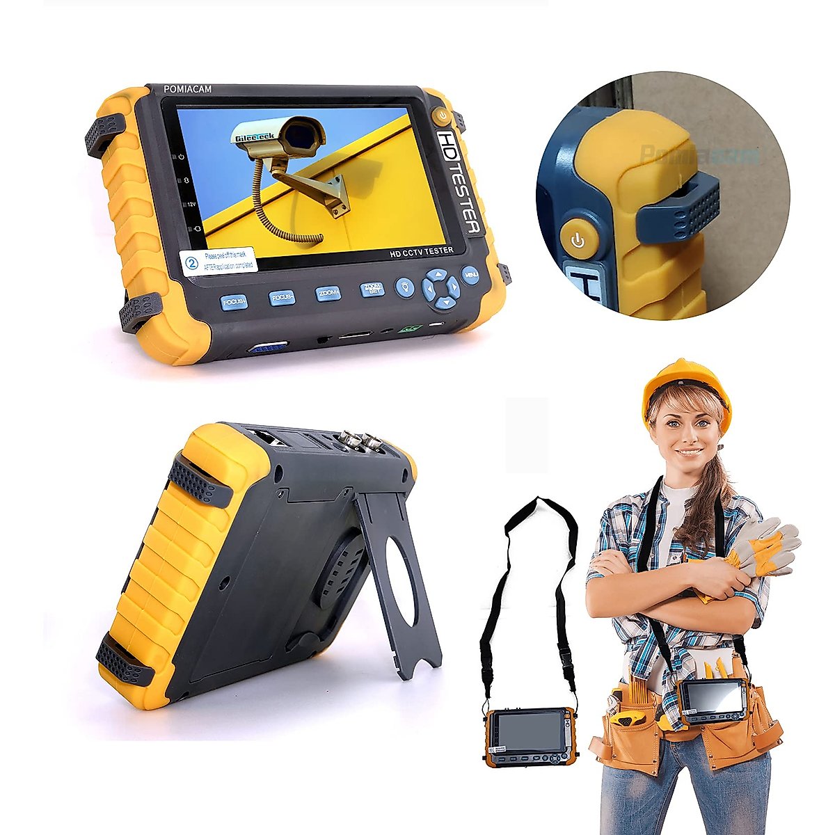 AHD CCTV Monitor Camera Tester IV8W 5 Inch 4-in-1 8MP AHD TVI 8MP CVI CVBS 1080P Coaxial HD Video Testerr Support RS485 PTZ Controller/UTP Cable Test/VGA HDMI Input/DC12V Output