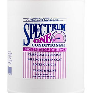 Chris Christensen Spectrum One Ultra Concentrated Dog Conditioner, Makes up to 8 Bottles, Groom Like a Professional, Maintains Inner Cortex Hydration, Coarse and Rough Coat, Made in The USA, 1gal