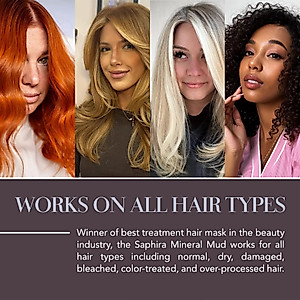 Saphira Mineral Mud Hair Mask, Deep Healing Hair Treatment for Dry, Damaged, Bleached, Color-Treated Hair and Scalp, Sulfate-Free, Paraben-Free, Repairs, Hydrates and Adds Shine, 8.5 Ounce