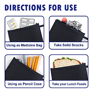 Moyad Reusable Sandwich Bags Set of 2, BPA Free Insulated Lunch Bags for Men Women, Compact Snacks Bags for Picnic, Travel, Office (Black)