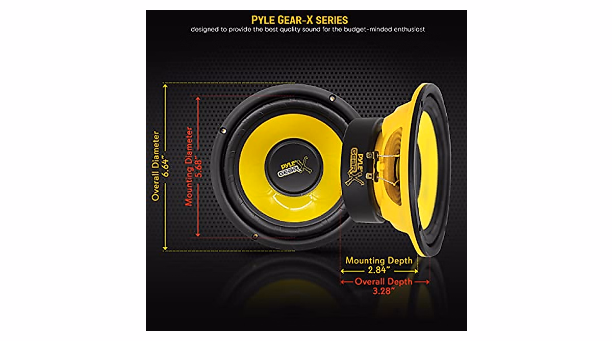 Pyle 6.5 Inch Mid Bass Woofer Sound Speaker System - Pro Loud Range Audio 300 Watt Peak Power w ...