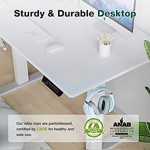 Sweetcrispy Electric Standing Desk, 55 x 24in Adjustable Height Electric Stand up Desk Standing Computer Desk Home Office Desk Ergonomic Workstation with 3 Memory Controller, White
