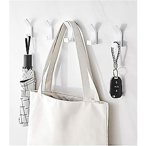 Emma Rose Home Chloe Double Hook, Heavy Duty Wall Hook Without Nails Waterproof Aluminum Hooks for Hanging Bathroom Kitchen Office-2 Pack Wall Hook (White)