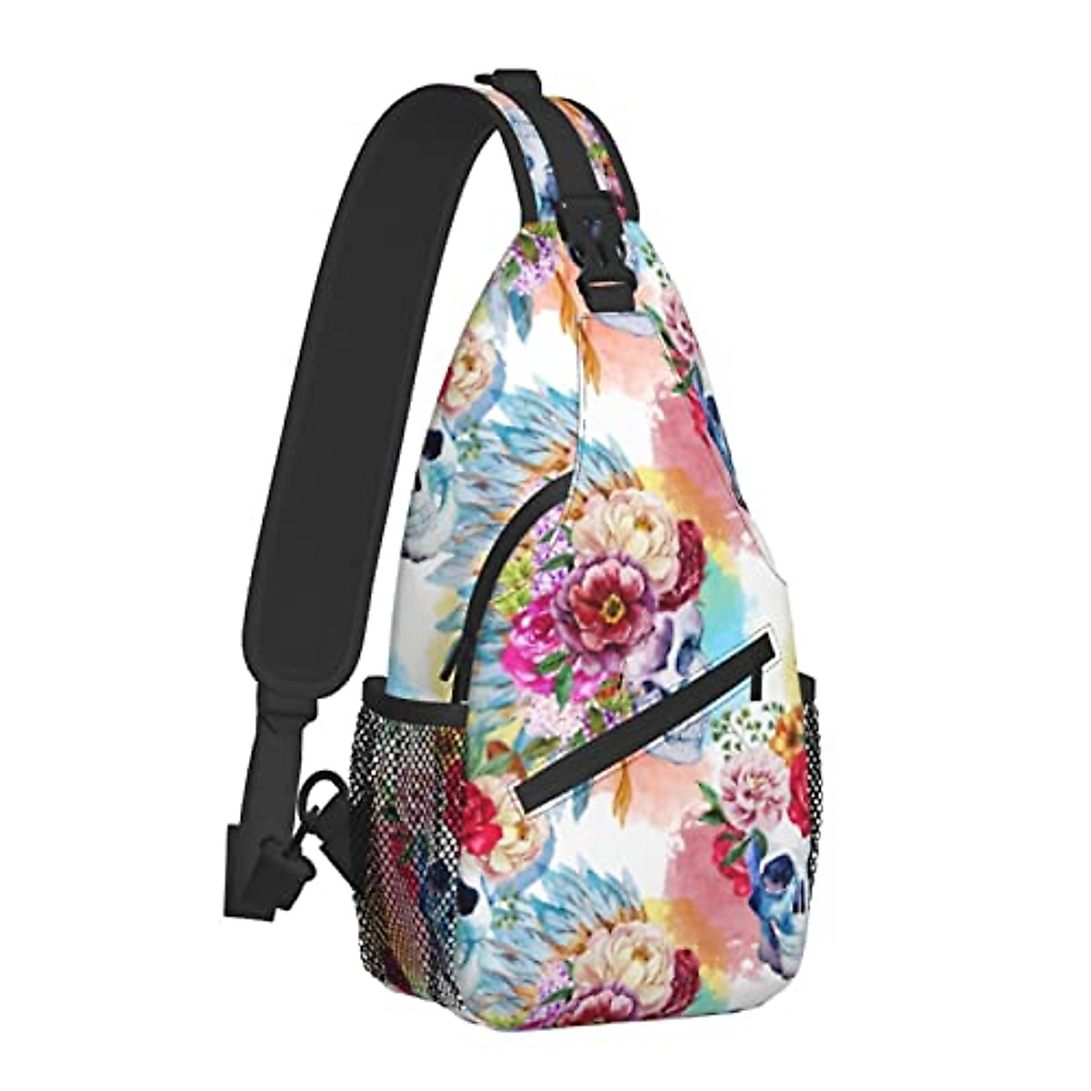 Sling Bag for Men Women, for Sugar Skull Mexcian Pattern, Shoulder Backpack Chest Bags