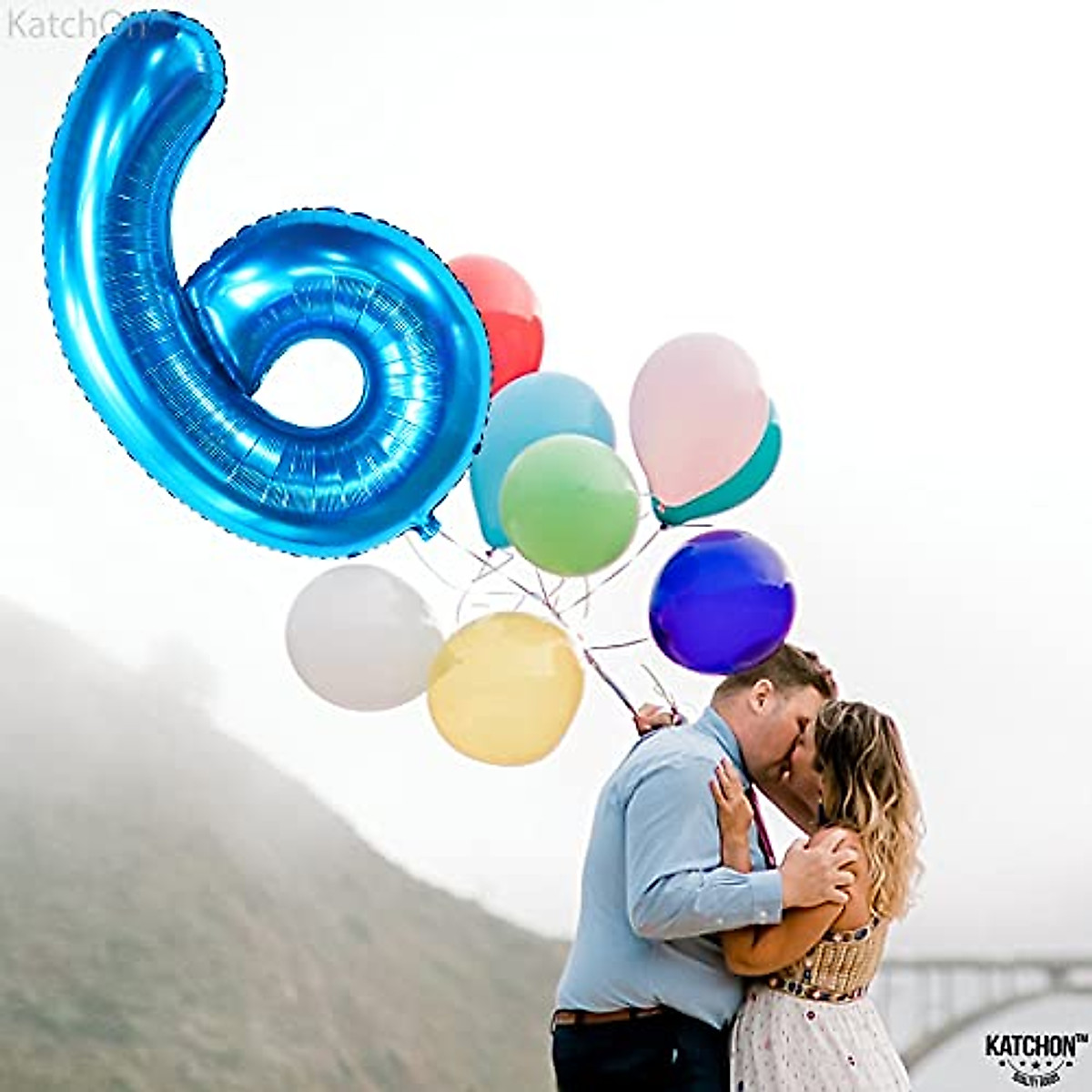 Giant, Blue Number 6 Balloon - 40 Inch | Blue 6 Balloon Number for Shark Balloons, Shark Birthday Decorations | 6th Birthday Balloon, 6th Birthday Decorations for Boys | 6 Balloons for Birthday Boy