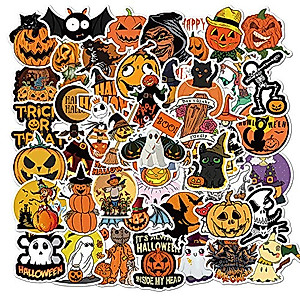 Gakece Halloween Stickers 50 pcs Witch Pumpkin Skeleton Stickers,Vinyl Waterproof Stickers for Kids Teens Adults Gift Halloween Decorations Party Supplies