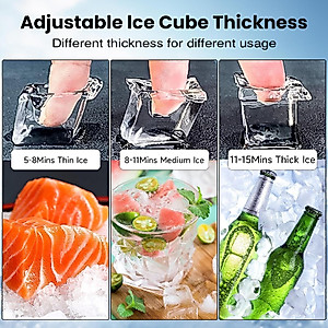Commercial 550Lbs/24H Ice Maker Machine,Ice Ready in 5-15 min,360Lbs Large Storage,1033W Stainless Steel Electric Nugget Ice Machine with Water line Hook up,12 Steps Ice Thicknesses Adjustable