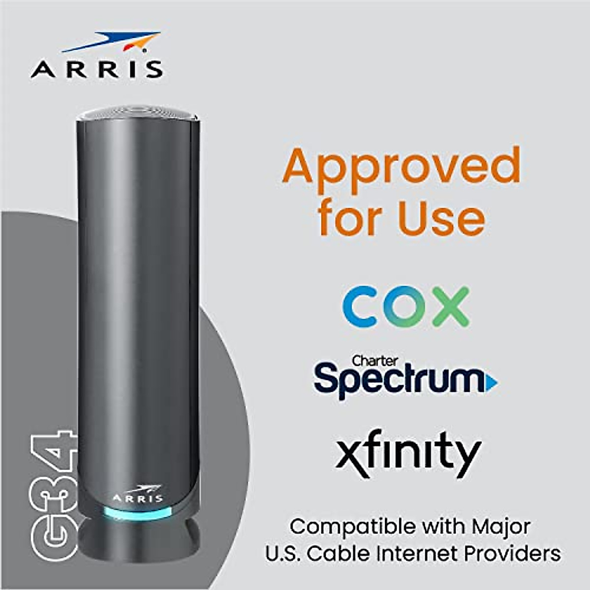 ARRIS Surfboard G34 DOCSIS 3.1 Gigabit Cable Modem & Wi-Fi 6 Router & GE Digital 2-Way Coaxial Cable Splitter
