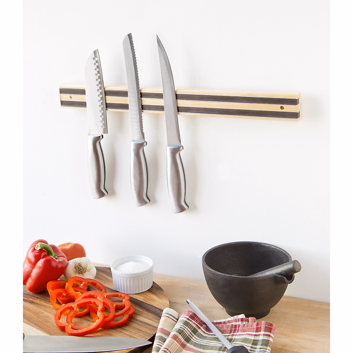 Fox Run Magnetic Knife Utensil Tool Bar, 18", Brown