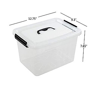 Farmoon 12 Quart Clear Storage Bin, Plastic Stackable Box/Cotainer with Lid and Black Handle
