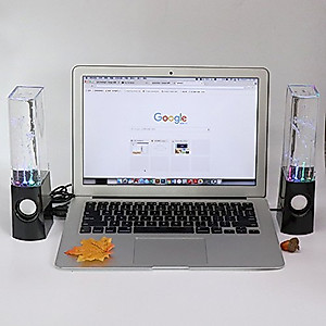 Aolyty Colorful LED Water Speaker with Dancing Fountain Light Show Sound for PC, MP3 Player, Laptops, Smartphone Black